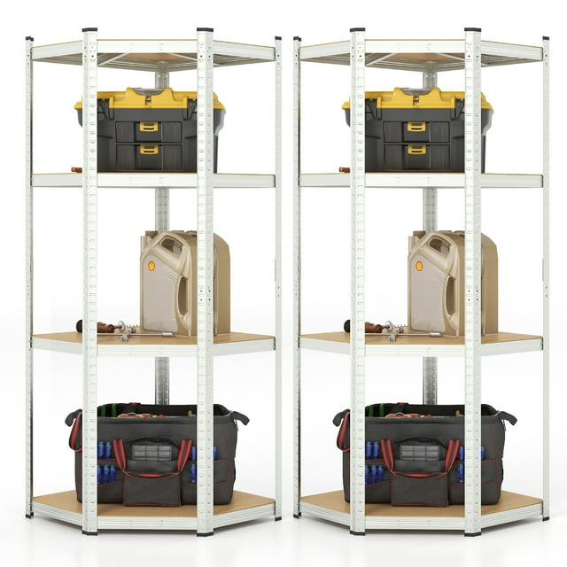 Gymax 2PCS 4-Tier Adjustable Garage Storage Utility Rack Corner ...