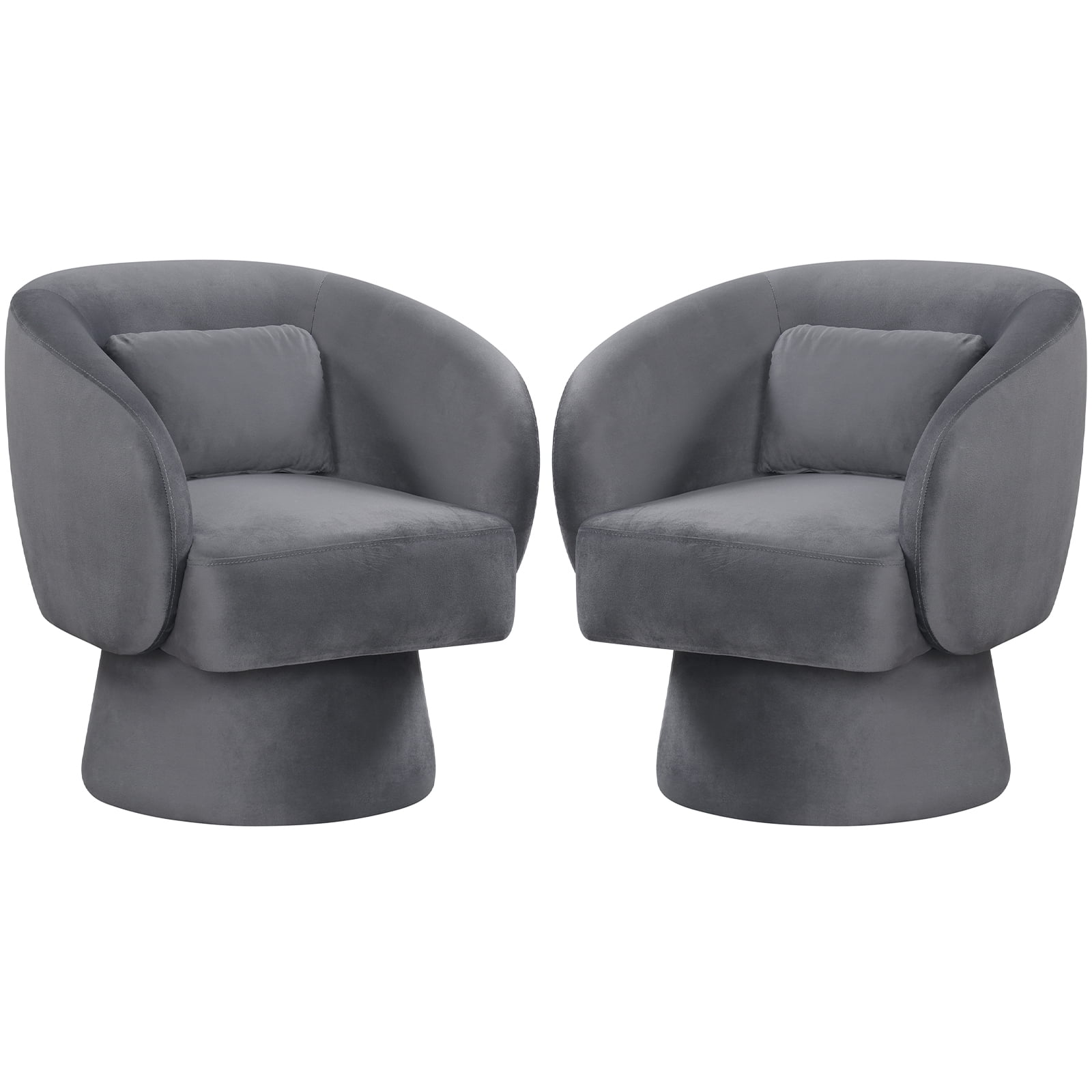 Gymax 2PCS Swivel Accent Chair w/ Back Removable Lumbar Pillow 360 ...