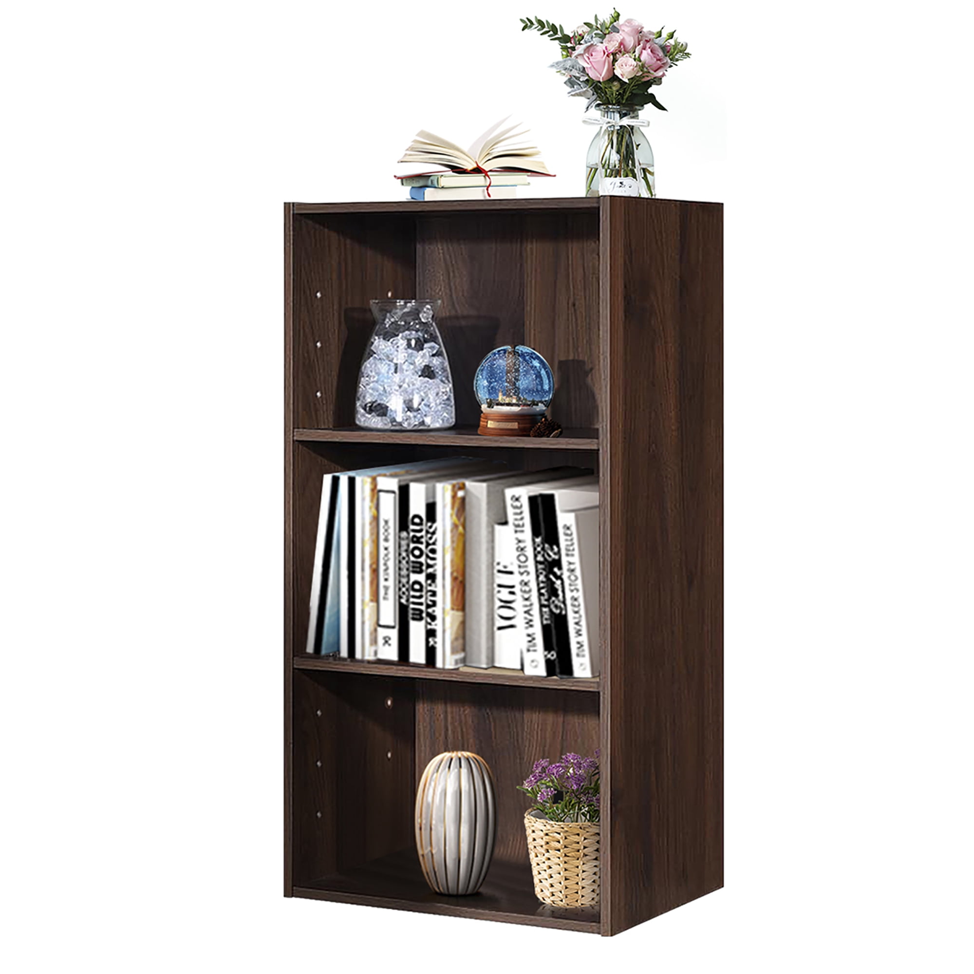 Gymax Office Bookshelf: 3-Tier Wooden Bookshelves & Multi-functional ...