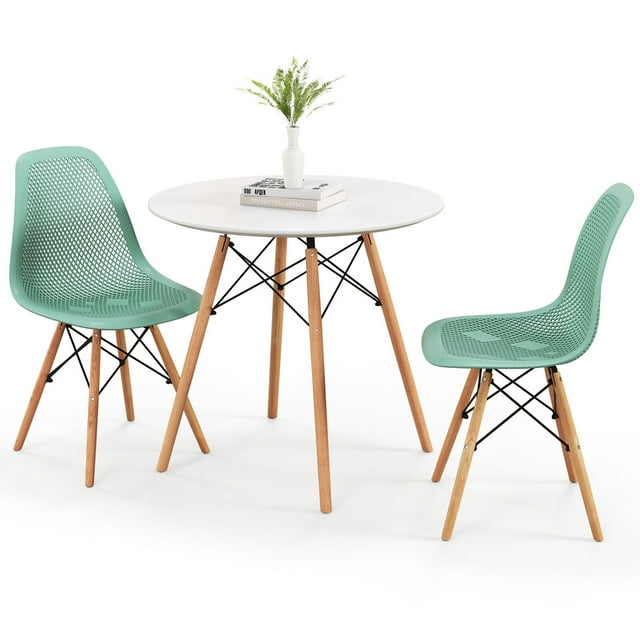 Gymax 3 PCS Dining Table Set for 2 Persons Modern Round Table & 2 ...