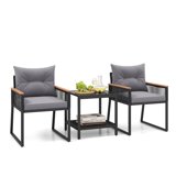Gymax 3 PCS Patio Furniture Set PE Rattan Wicker Chairs w/ 2 Tier ...