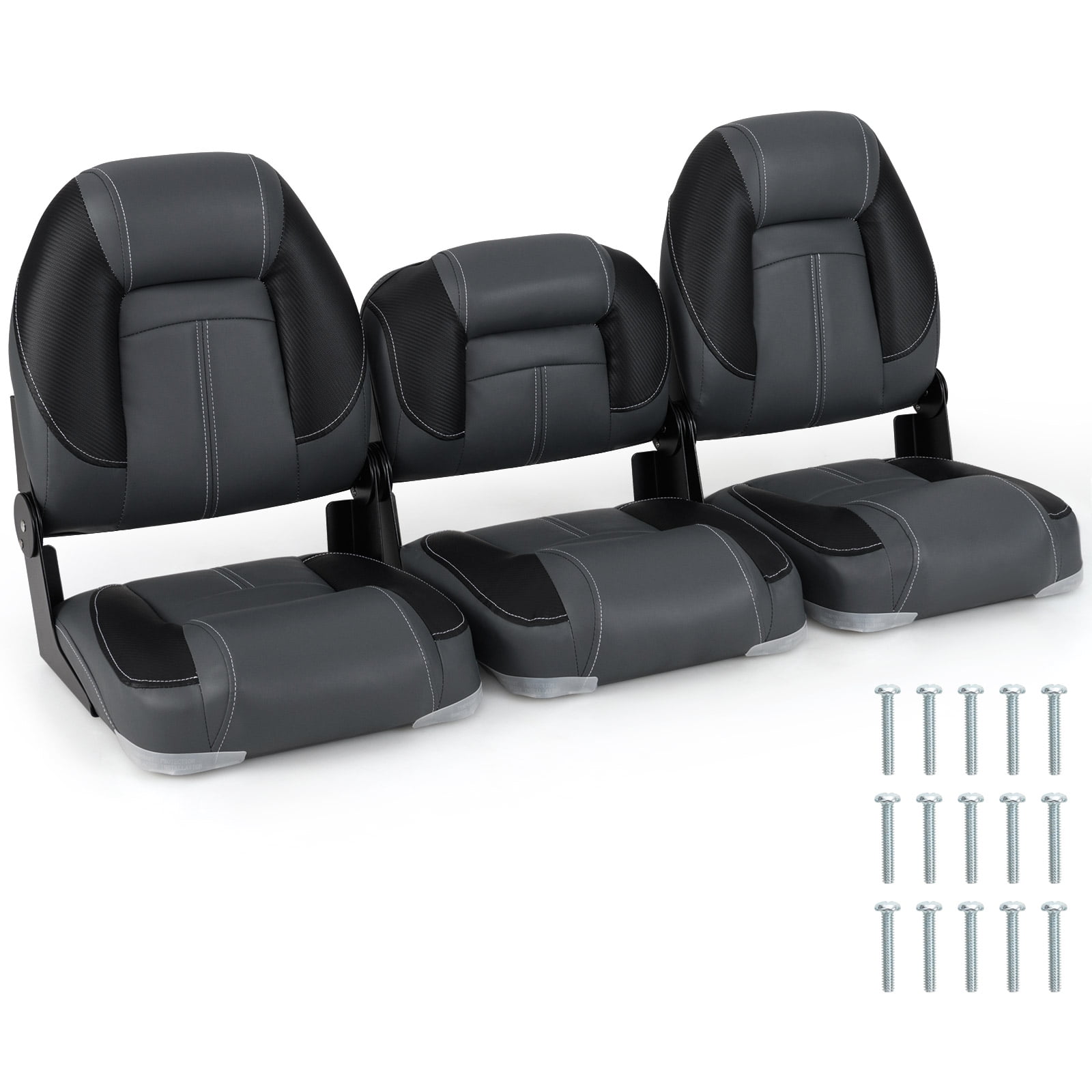 Gymax 3-Pack Folding Boat Seats w/ 28D Soft Sponge Padding Waterproof ...