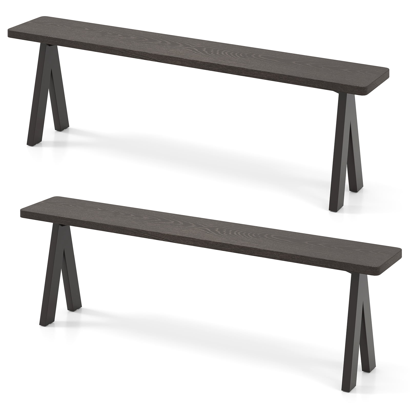 Gymax 3-Person Outdoor Bench Set of 2 w/ 800 LBS Bearing Capacity for ...