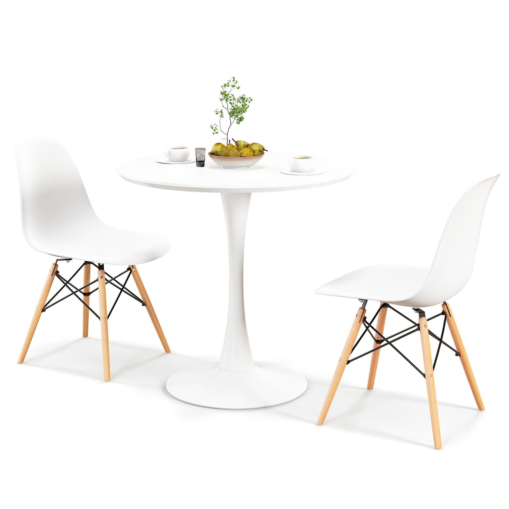 Gymax 3 Piece Dining Kitchen Set Modern Round DiningTable Chairs Set ...