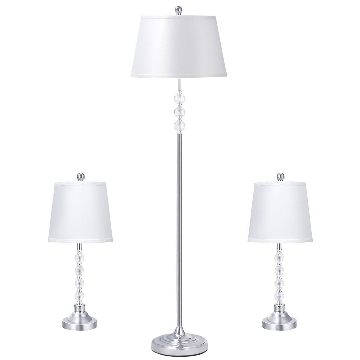 Gymax 3-Piece Matching Lamp Set for Living Room - 2 Table Lamps & 1 ...