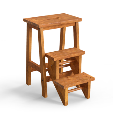 Costway 3 Tier WOOD SMALL KITCHEN Step Stool 3 in 1 Folding Ladder ...