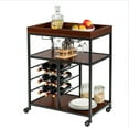 "Gymax 3-Tier Kitchen Utility Cart, Bar Trolley with Wine Rack, Glass ...