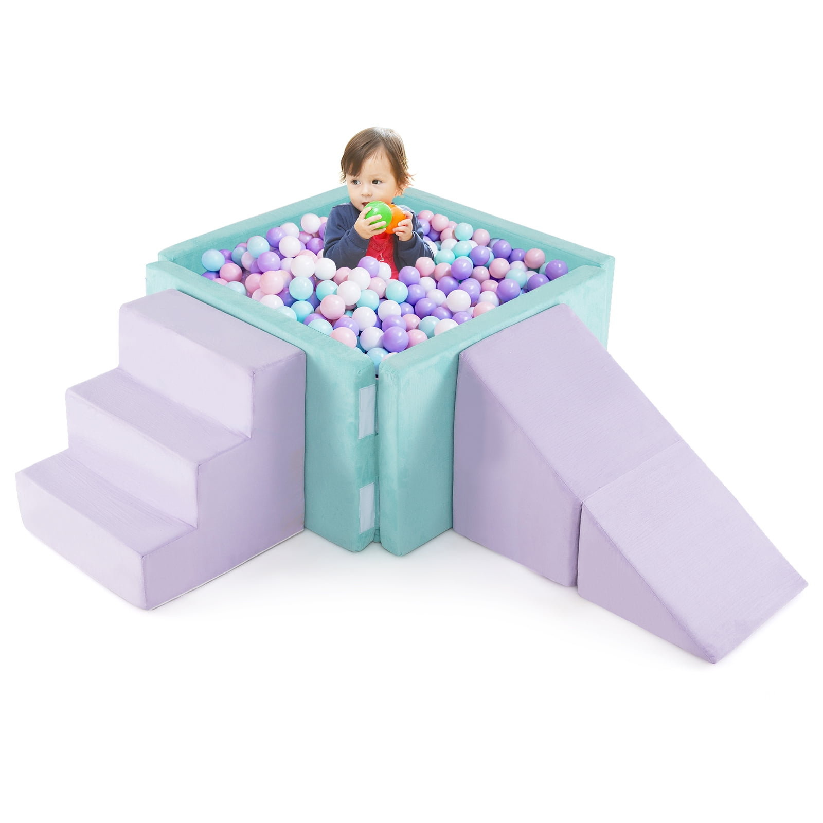 Gymax 3-in-1 Foam Climbing Blocks for Toddlers w/ Ball Pit for Climbing ...