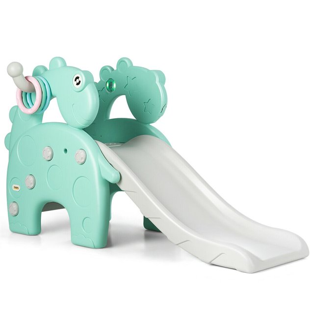 Gymax 3 in 1 Toddler Climber Slide Set w/ Basketball Hoop & Toss Toy ...