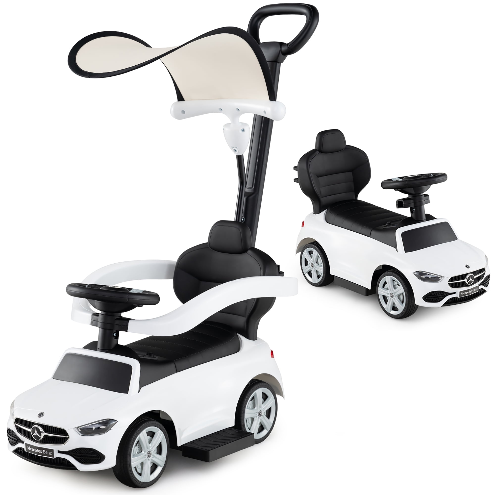 Gymax 3-in-1 Toddler Push Car w/Adjustable Canopy Under Seat Storage ...