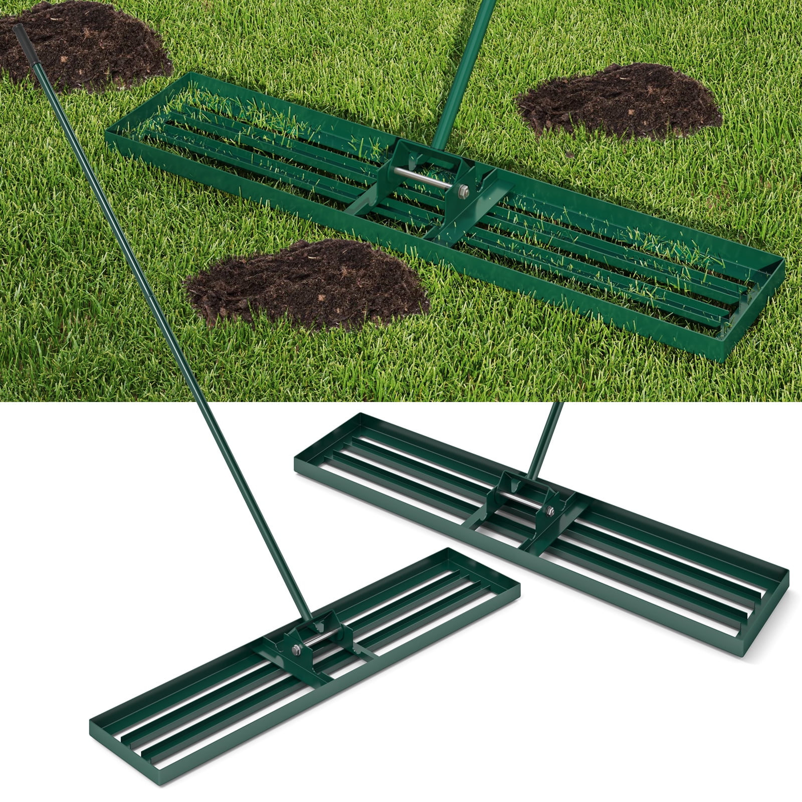 Gymax 30'' x 10'' Heavy Duty Lawn Level Tool for Soil w/ 67'' Handle ...