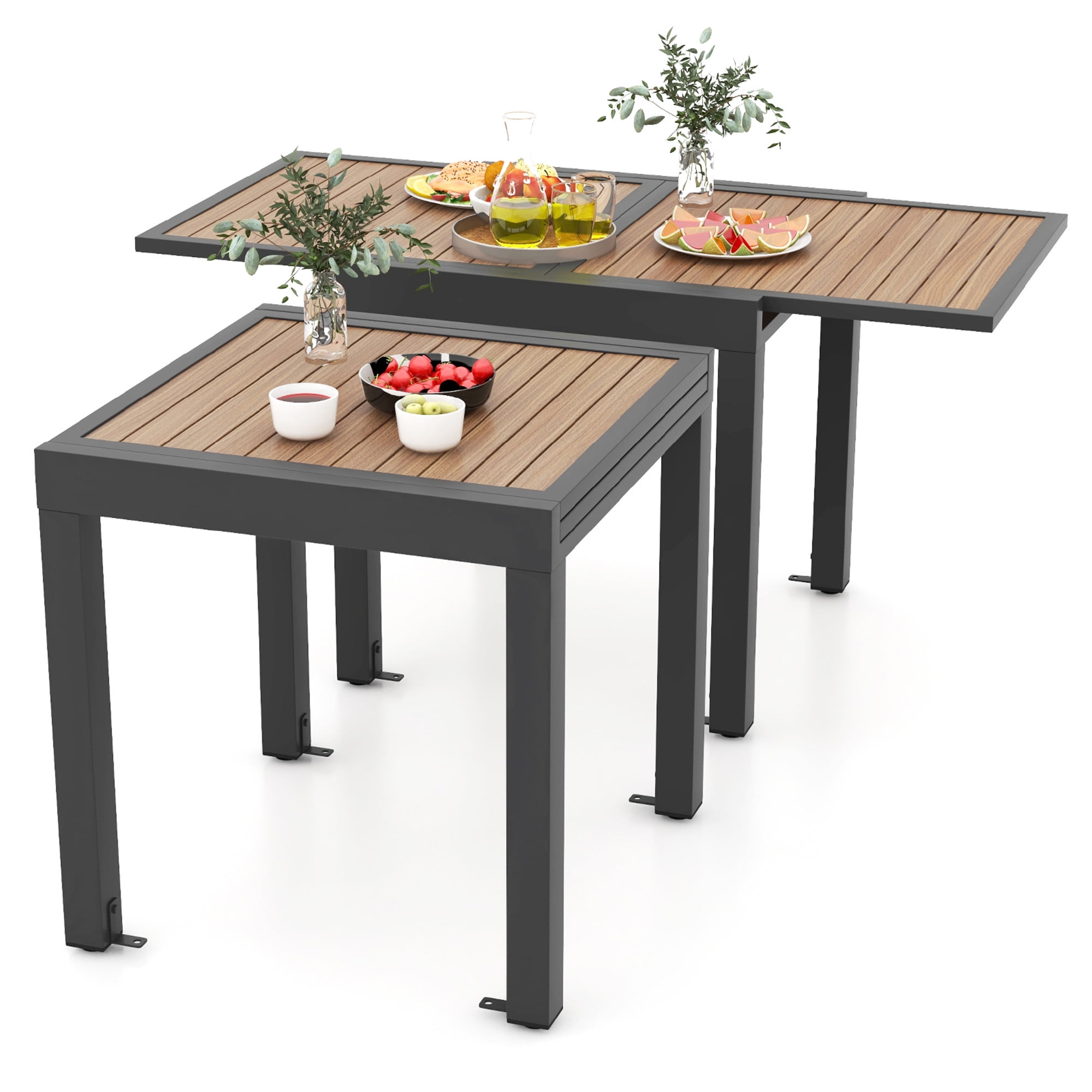 Gymax 31.5''-63'' Extendable Patio Table L-shaped Brace Included for ...
