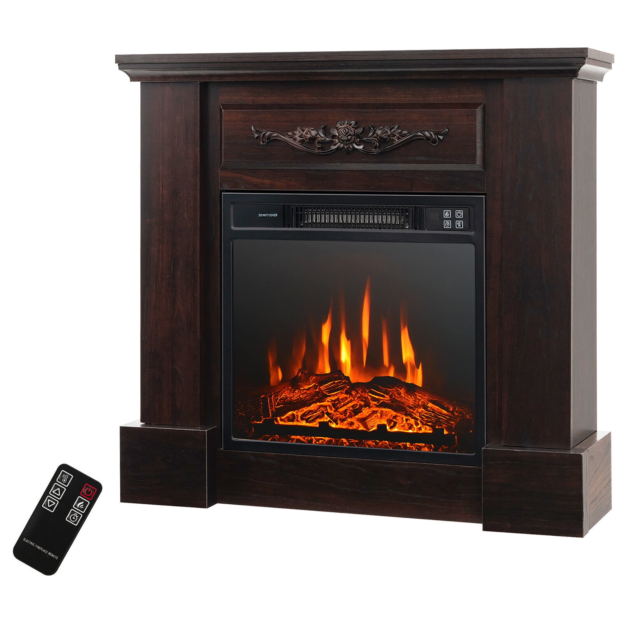 Gymax 32'' Fireplace TV Stand, 1400W Heater with Remote, Overheat ...