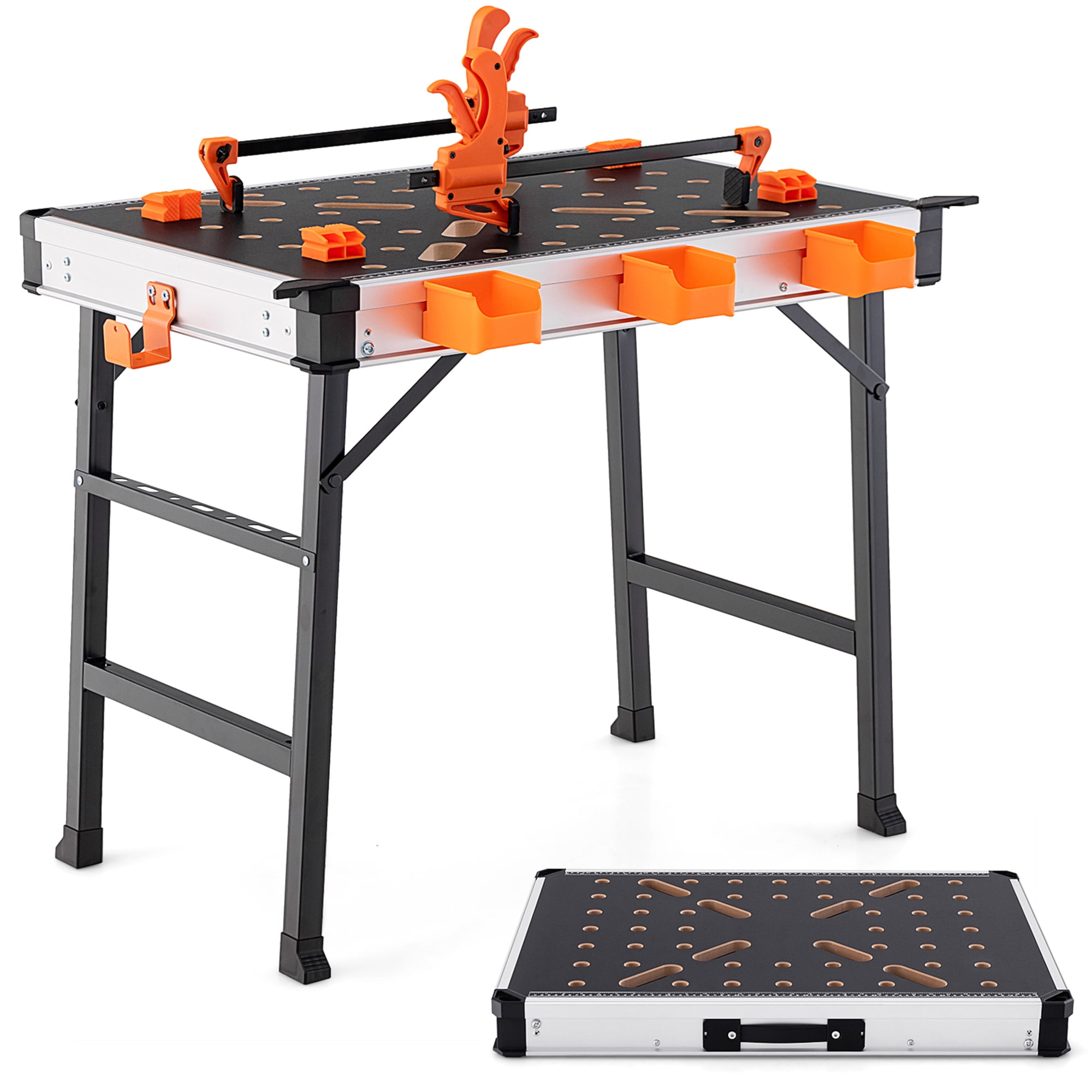 Free Shipping! Gymax 33'' Portable Work Table w/ 2 Quick Clamps & 4 ...