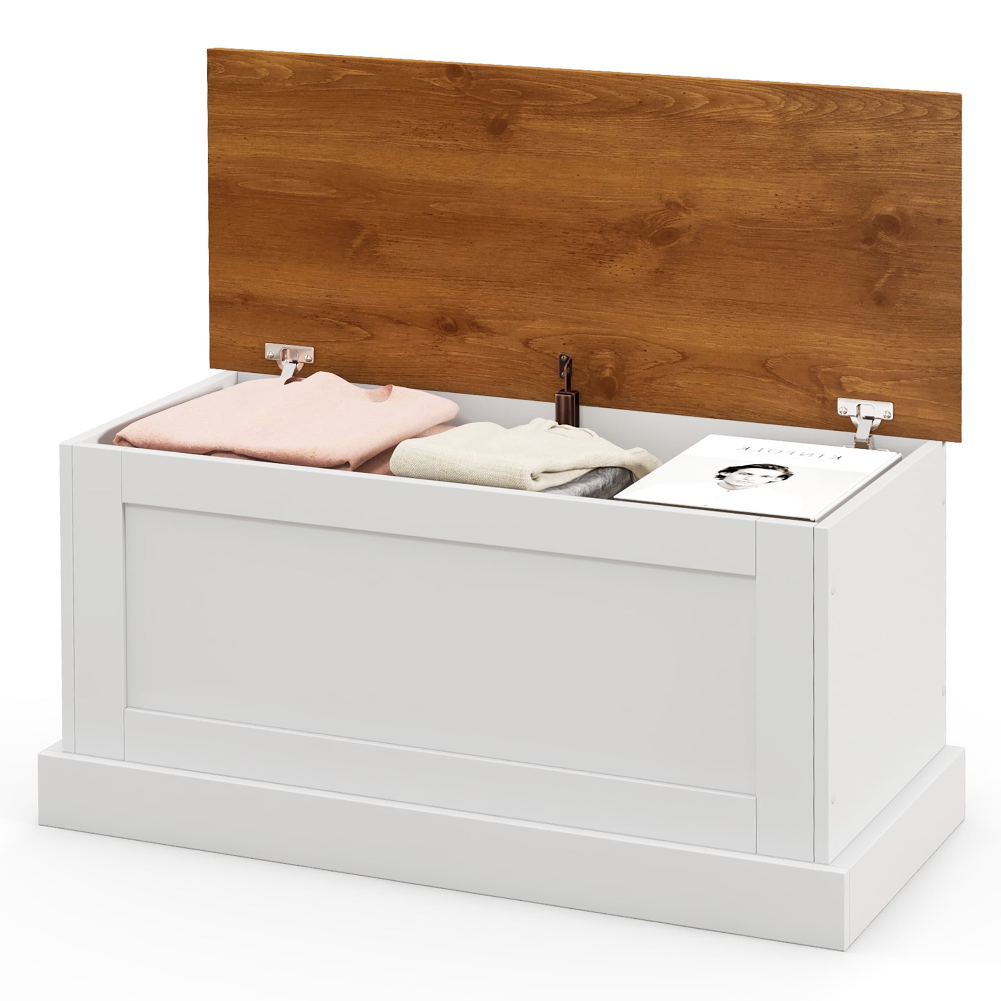 Gymax 35.5'' Storage Chest Lift Top Storage Box w/ Safety Hydraulic ...