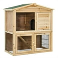 Gymax 35'' Wooden Chicken Coop Large Bunny Rabbit Cage w/ Ramp Indoor ...