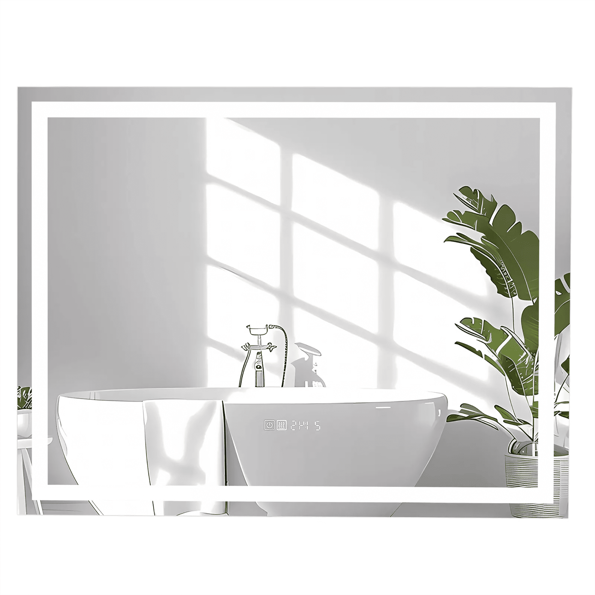 Gymax 36'' x 28'' LED Bathroom Mirror Wall Mounted Round Mirror w/ 3 ...