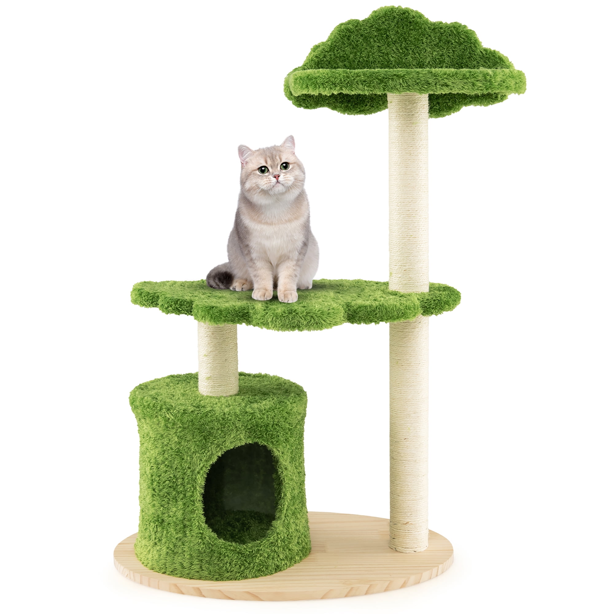 Gymax 38'' Cute Cat Tree Cat Condo Furniture w/ Fully Wrapped Sisal ...