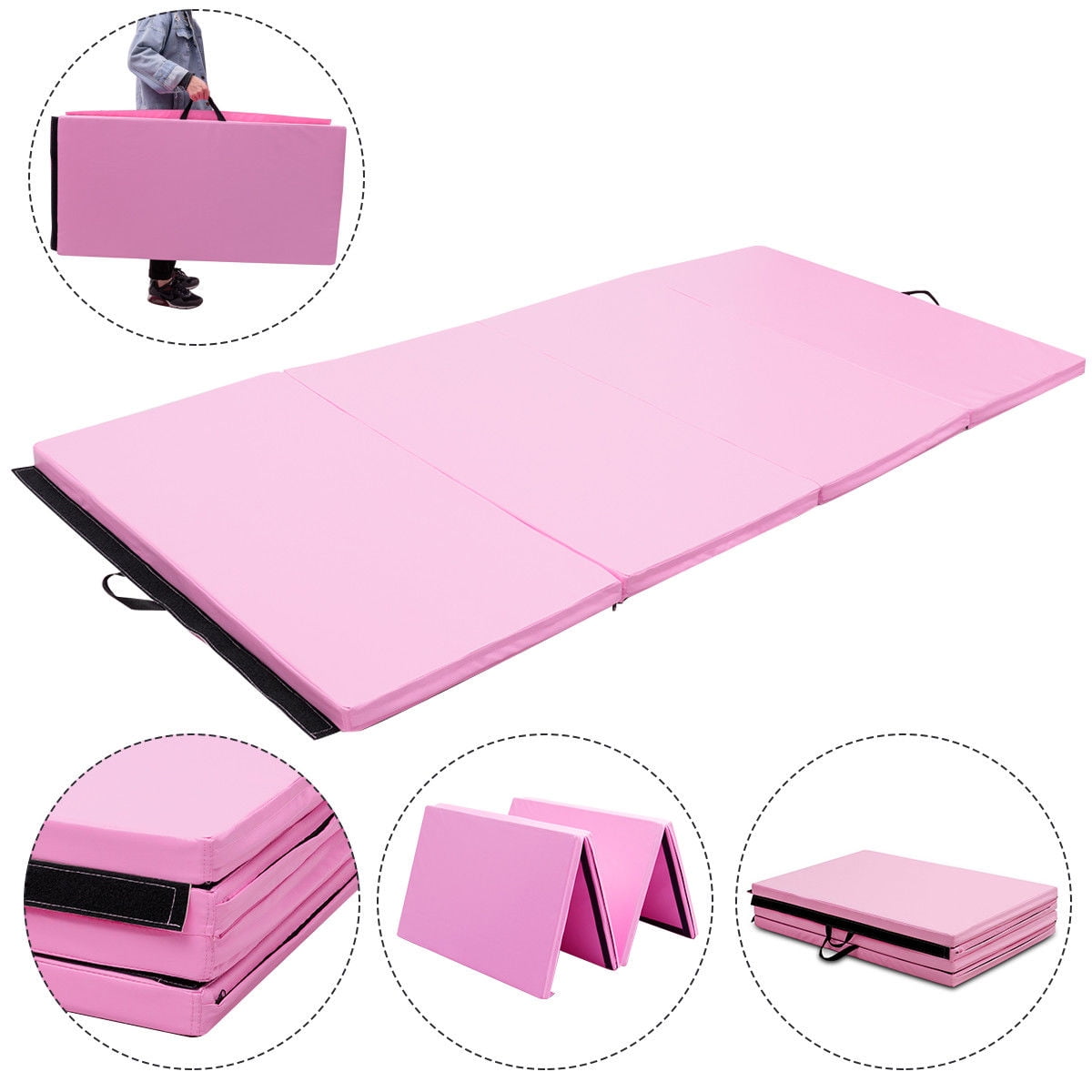 Gymax 4 Ft. x 8 Ft. x 2 In., Gymnastics Mat Thick Folding Panel ...