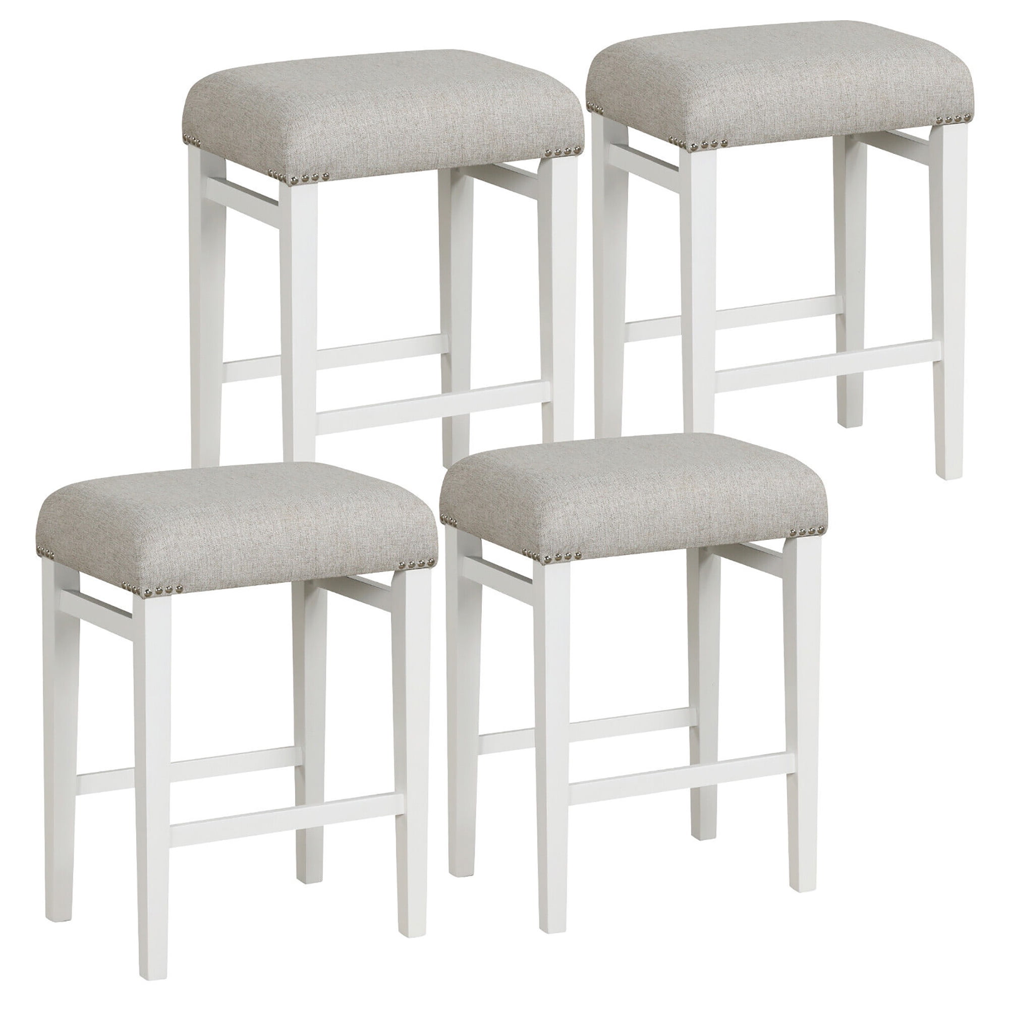 Gymax 4 PCS Backless Counter Height Stools w/ Wooden Legs Kitchen ...