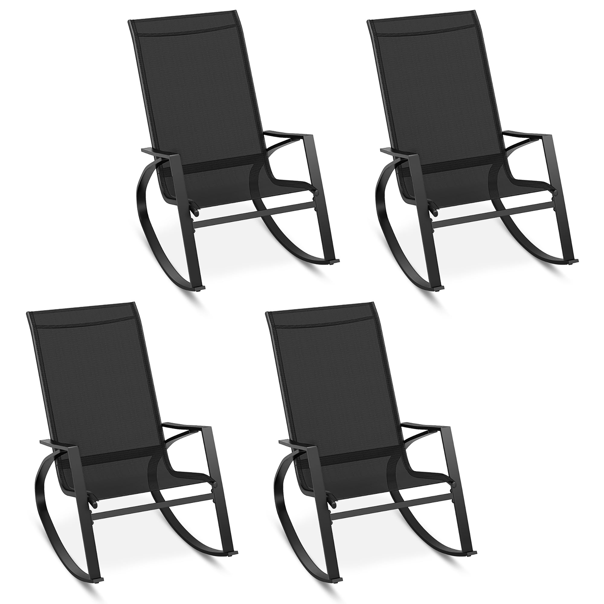 Gymax 4 PCS Patio Rocking Chairs w/ Ergonomic Backrest Seat Safe ...