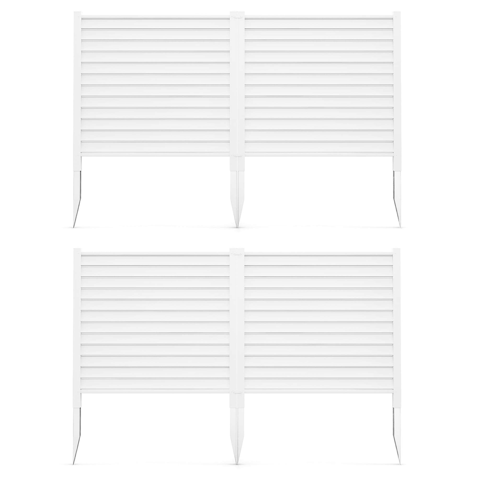 Gymax 4 Pack AC Fence Panel w/Metal Ground Stakes Reasonable Slat ...