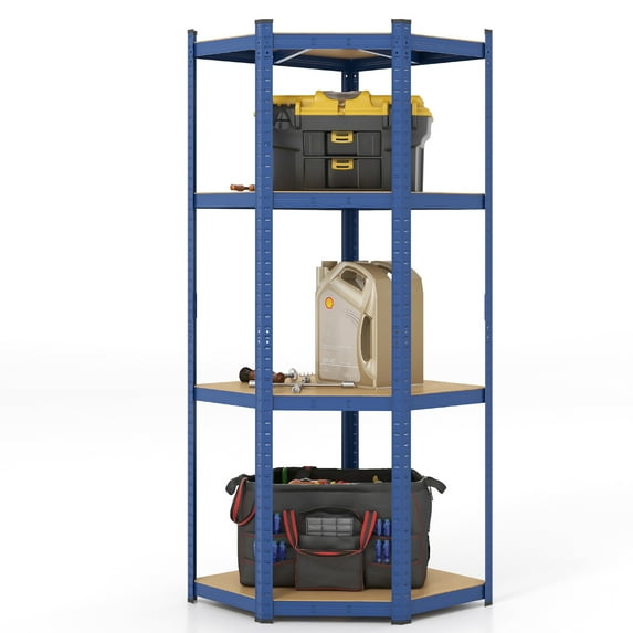 Gymax 4-Tier Corner Metal Utility Rack, Adjustable Heavy Storage ...