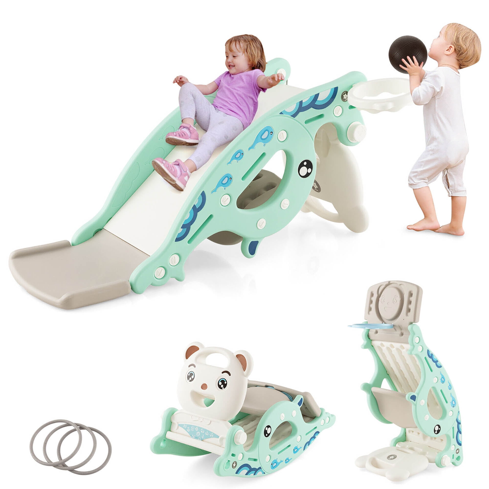Free Shipping! Gymax 4-in-1 Kids Slide Rocking Toy Slide Rocking Horse ...