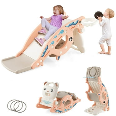 Costway 4-in-1 Rocking Horse & Slide Set Toddler Slide Playset w ...