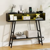 Gymax 40'' Console Table w/ Power Strip 3-Tier Entryway Table w/ RGB ...