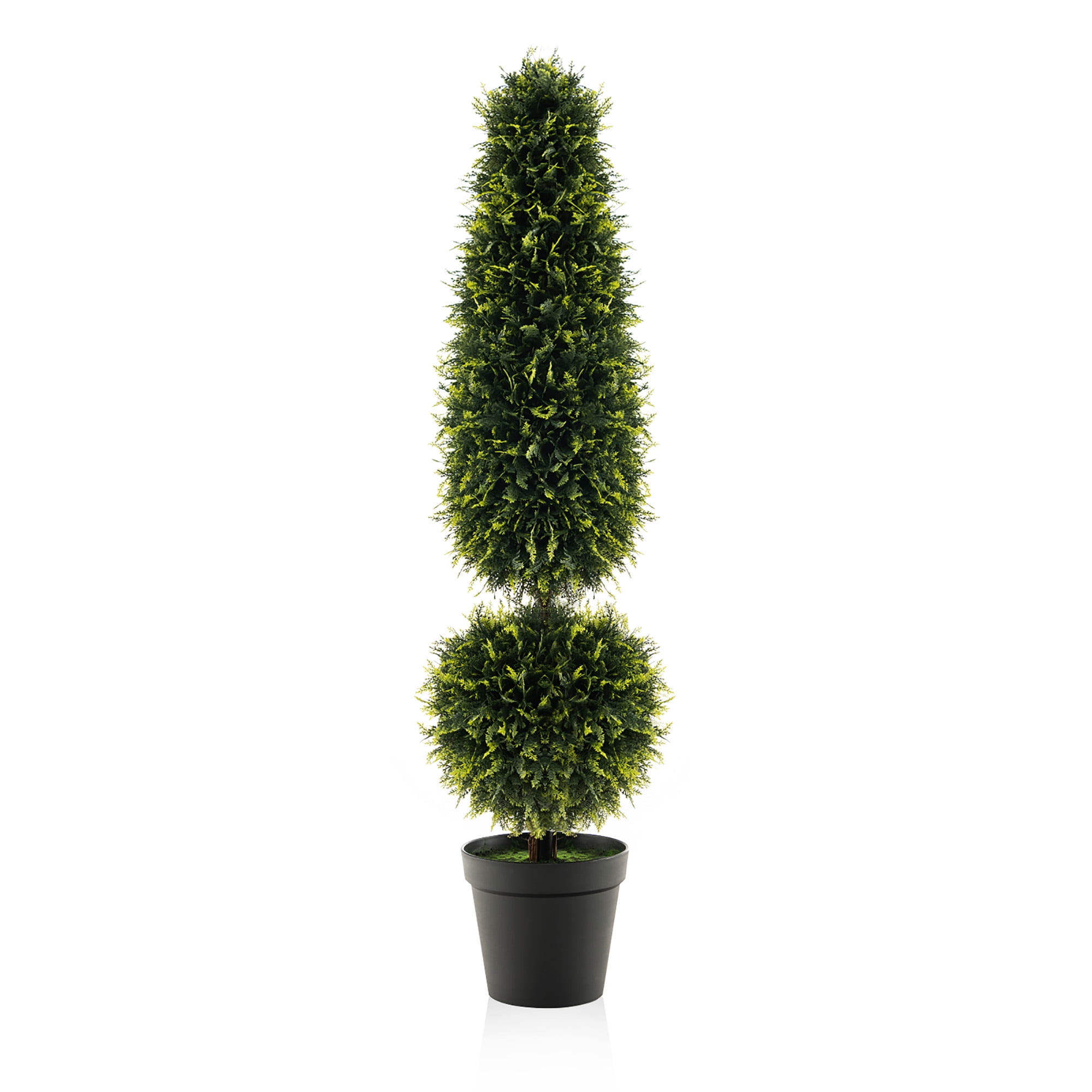 Gymax 47.5'' Artificial Boxwood Topiary Tree w/ Natural Vines PE Leaves ...