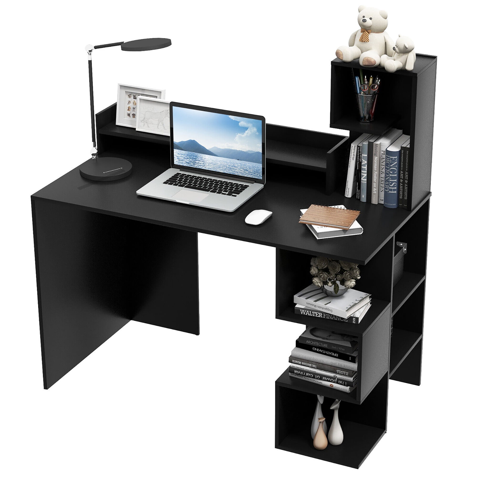 Gymax 48'' Modern Study Desk, Easy Assemble, Home Office w/ Hutch ...