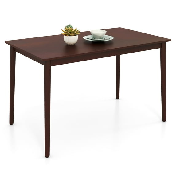 Gymax 48'' Rectangular Dining Table for 4 w/ Rubber Wood Legs Mid ...