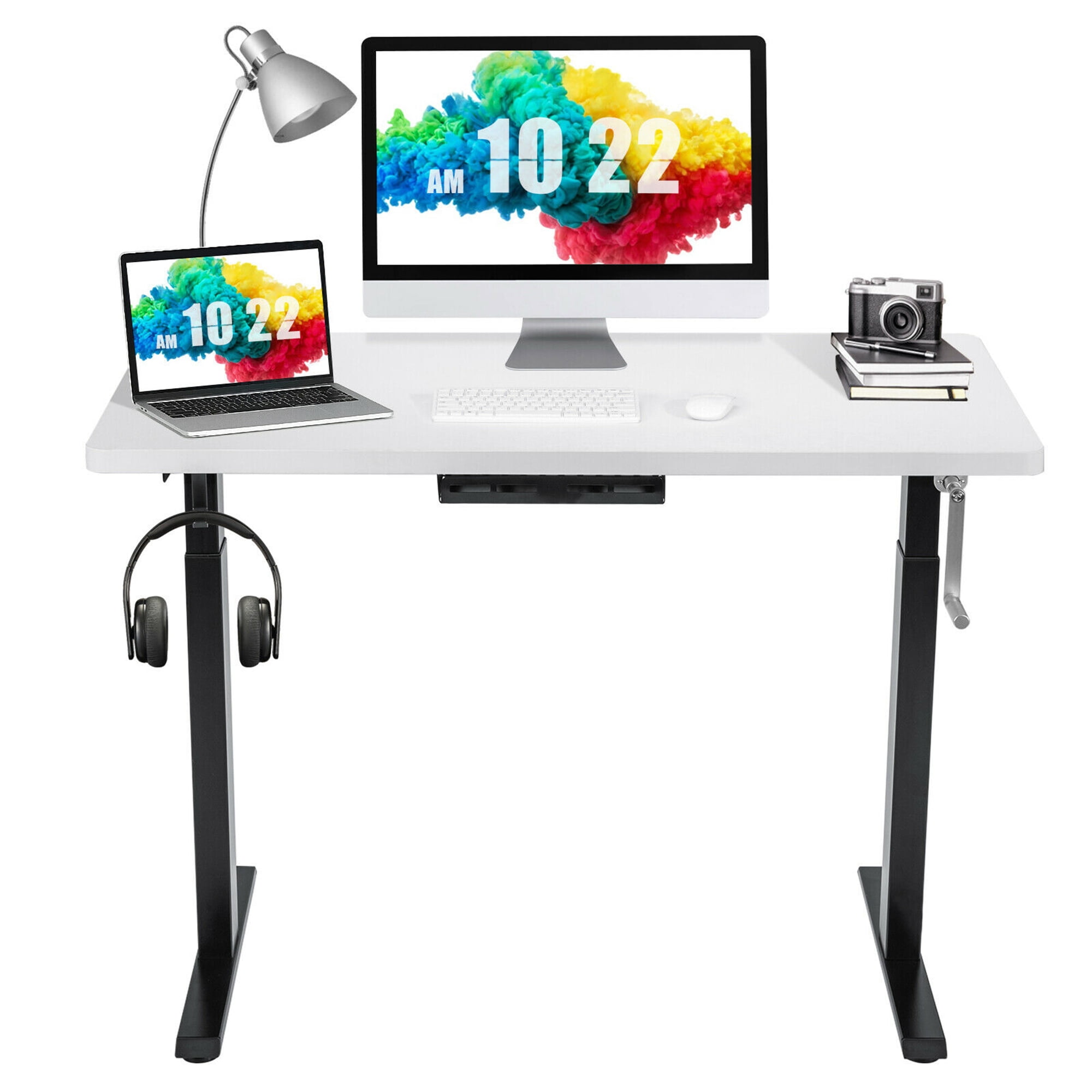 Gymax 48'' Sit to Stand Desk Adjustable Standing Workstation w/ Crank ...