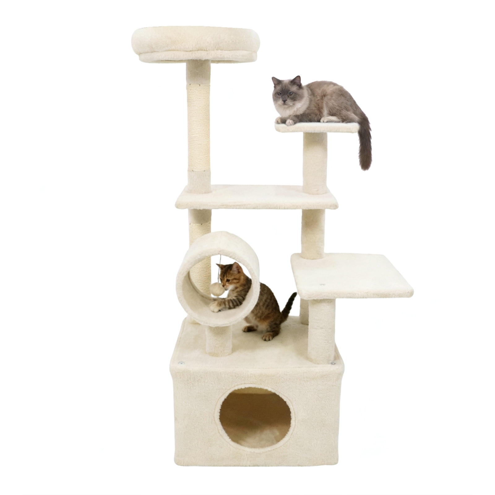 Gymax 48'' Tall Cat Tree w/ Large Condo Padded Top Perch Jute ...