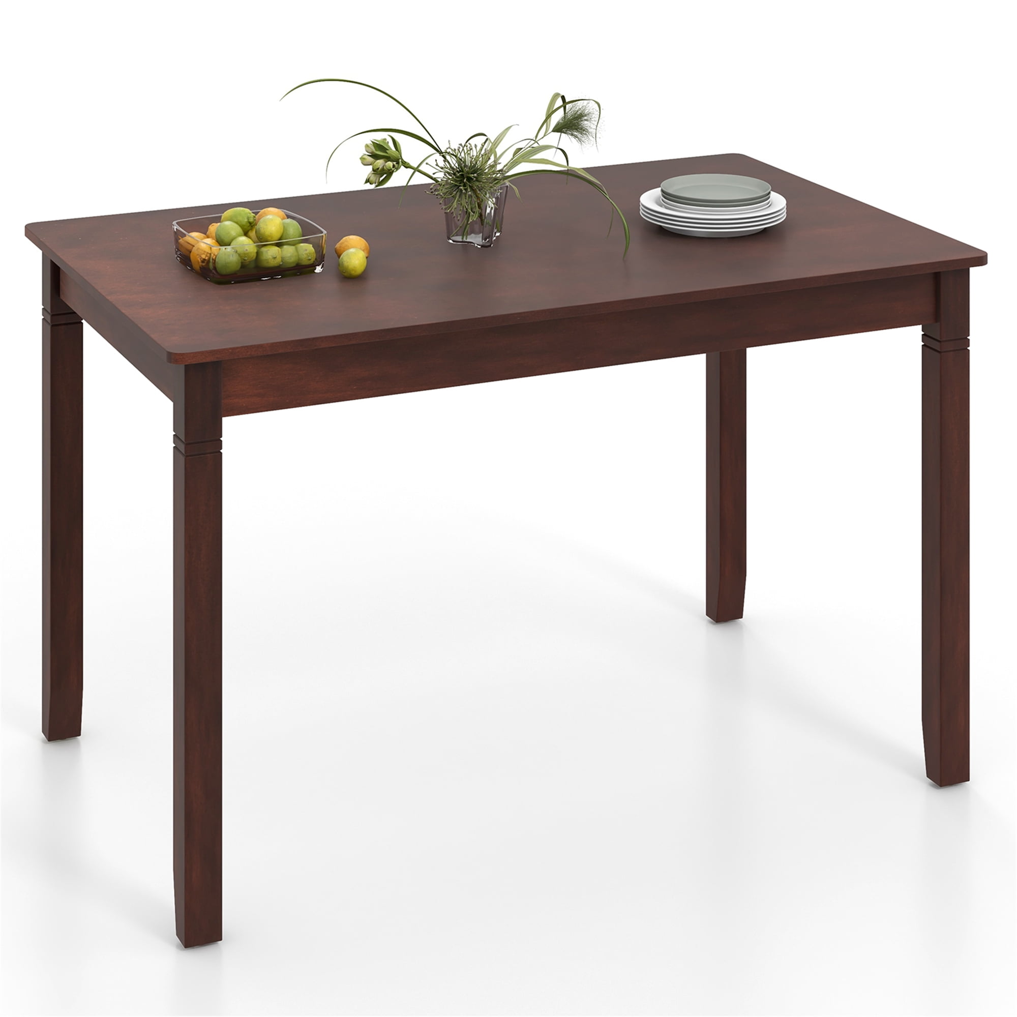 Gymax 48'' Wooden Dining Table for 4 People w/ Rubber Wood Legs ...