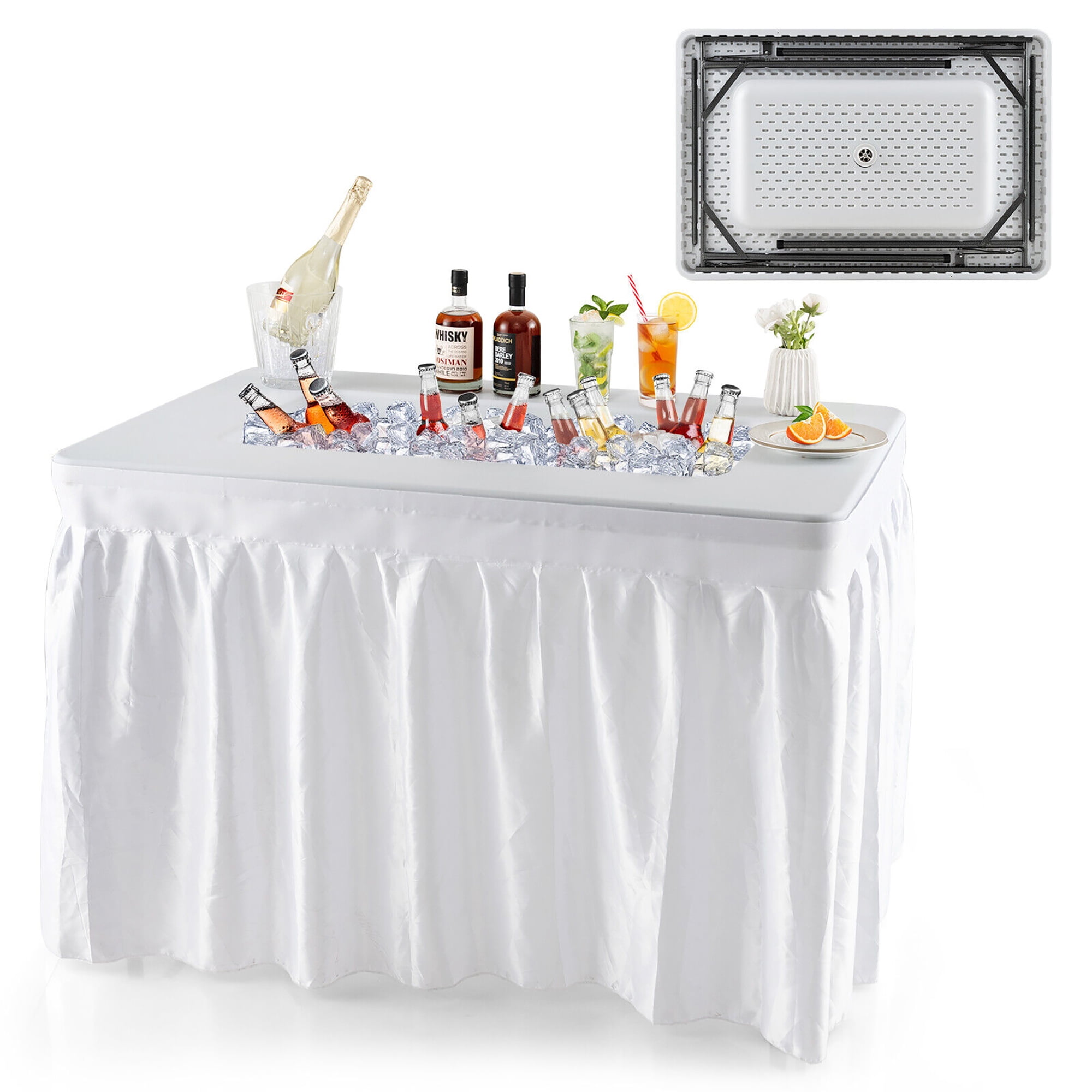 Gymax Portable 4FT Folding Ice Bin Table for Outdoor, Camping, Picnic ...