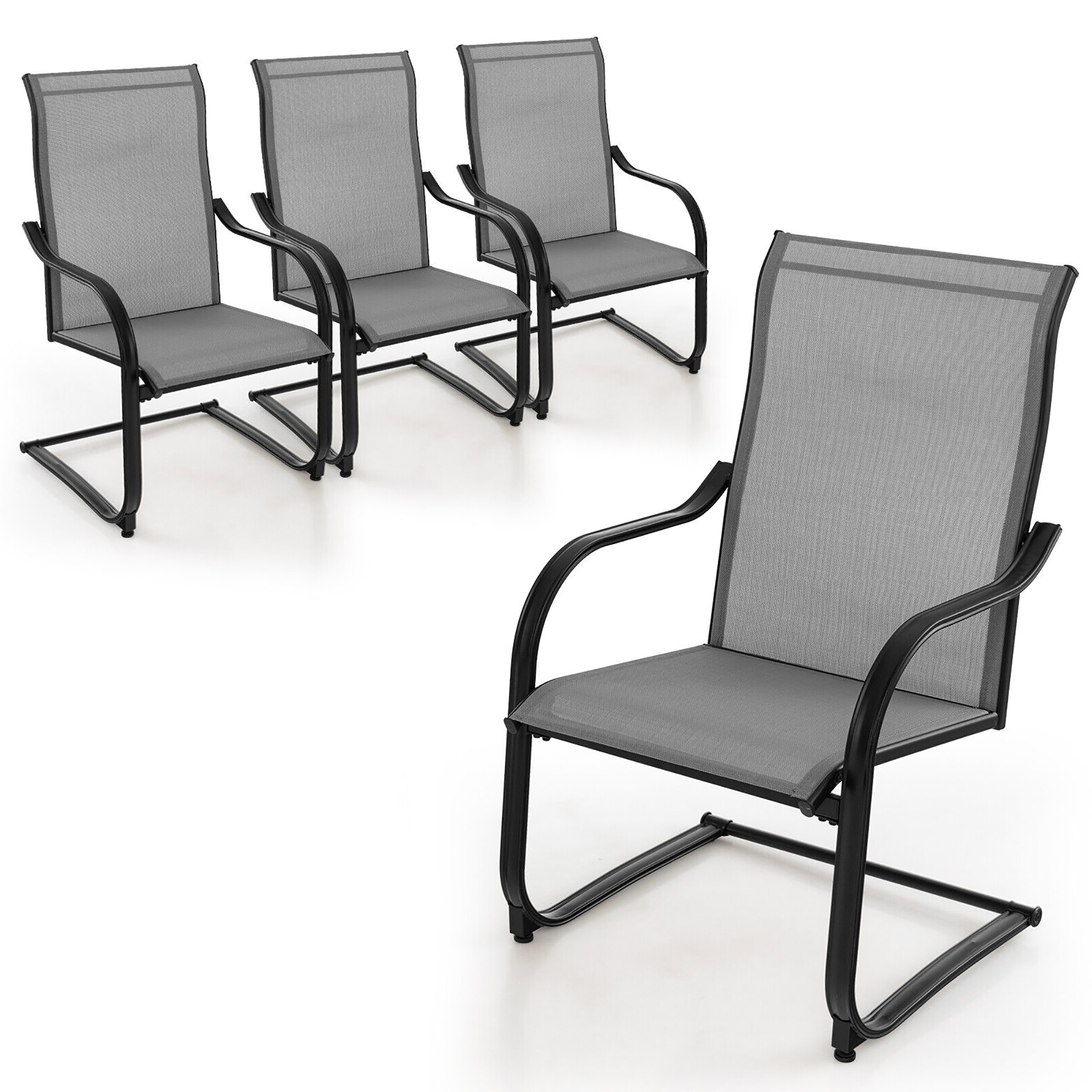 Gymax 4PCS Assembled Outdoor Dining Patio C-Spring Motion Chairs w ...