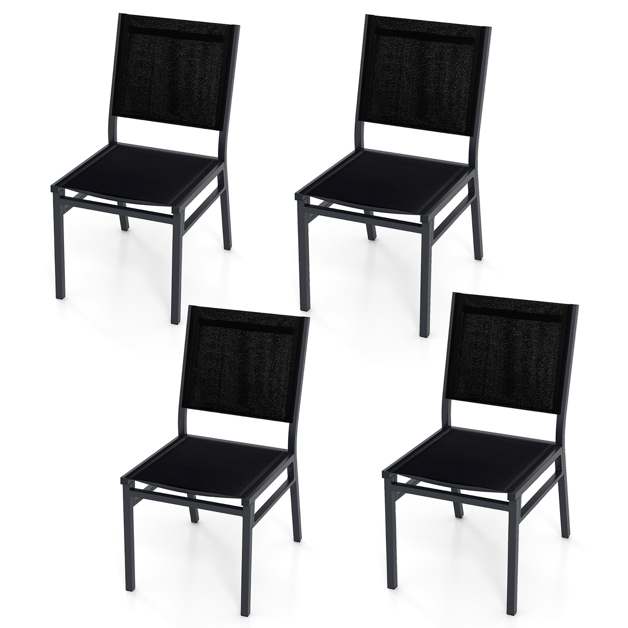 Gymax 4PCS Outdoor Dining Chairs w/ Breathable Seat Backrest Heavy-Duty ...