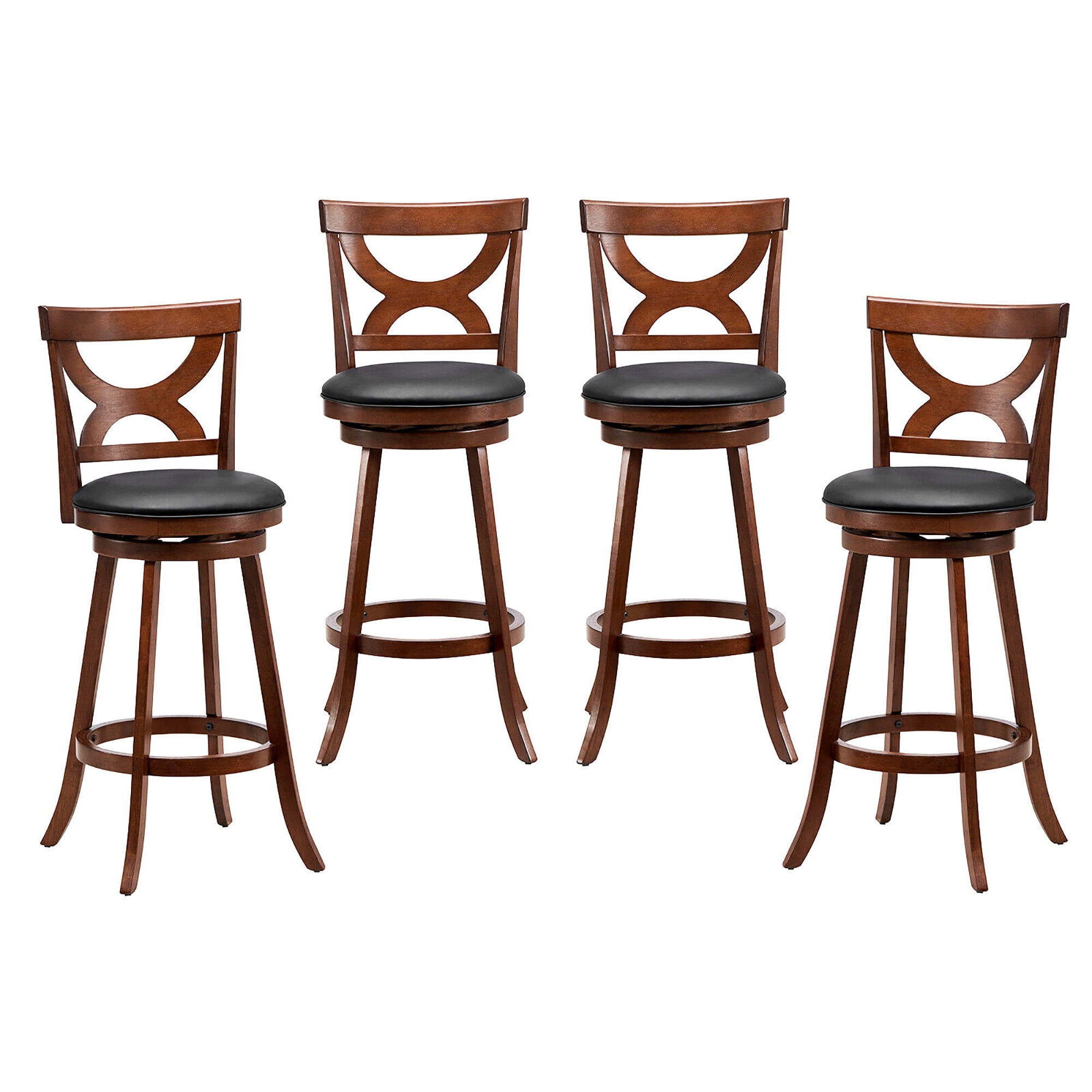 Gymax 4pcs 30.5'' Bar Stools 360° Swivel Bar Height w/ PVC Leather ...