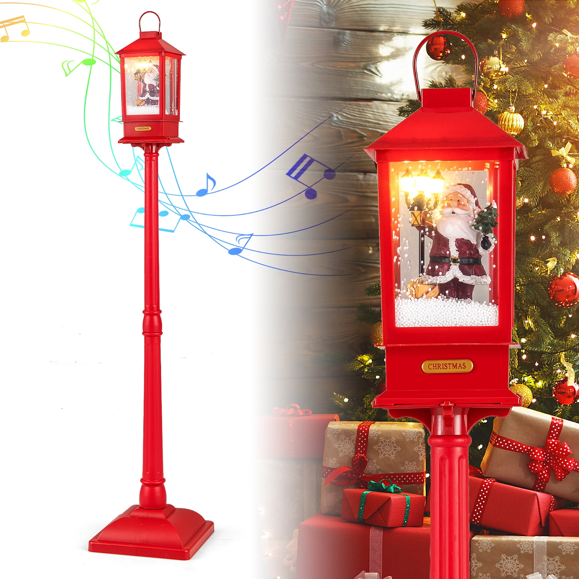 Gymax 5.1 Ft Christmas Street Lamp Sound-activated Spinning Street ...