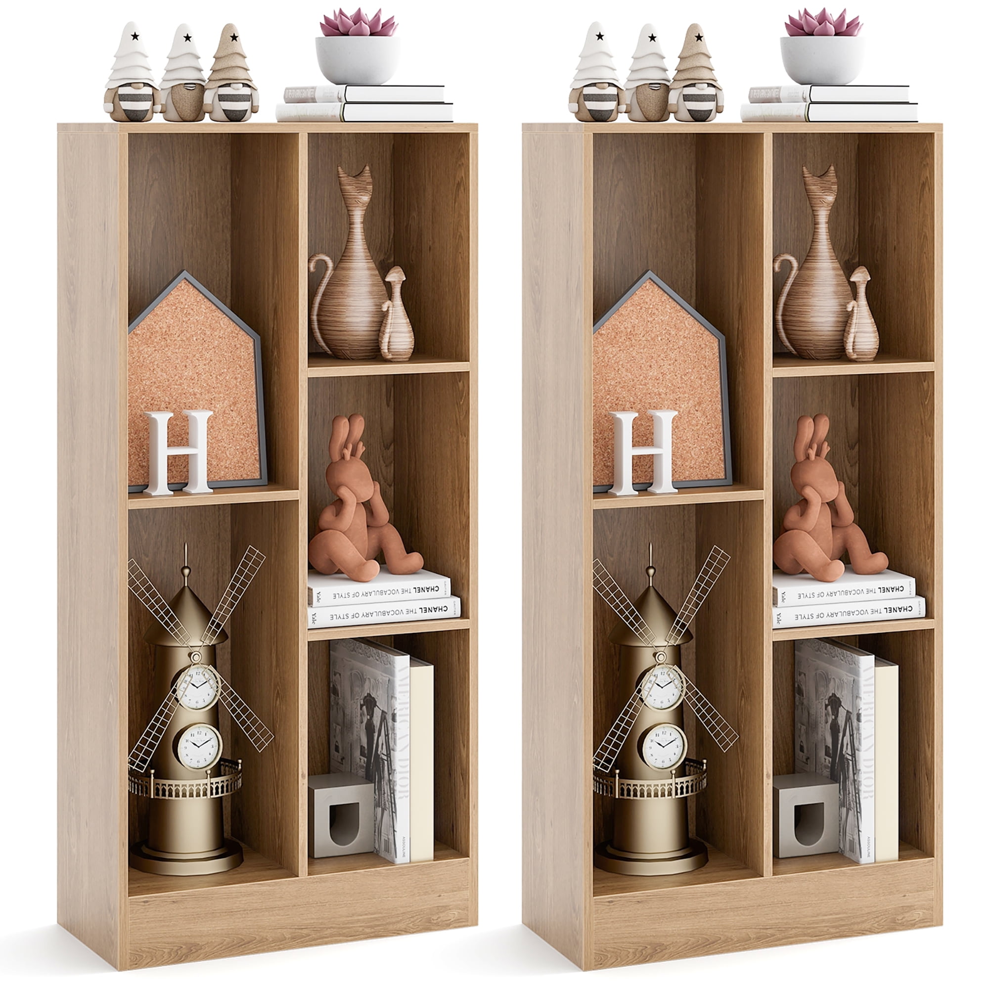 Gymax 5-Cube Bookshelf 41'' Floor Bookcase w/ 2 Anti-Tipping Kits ...