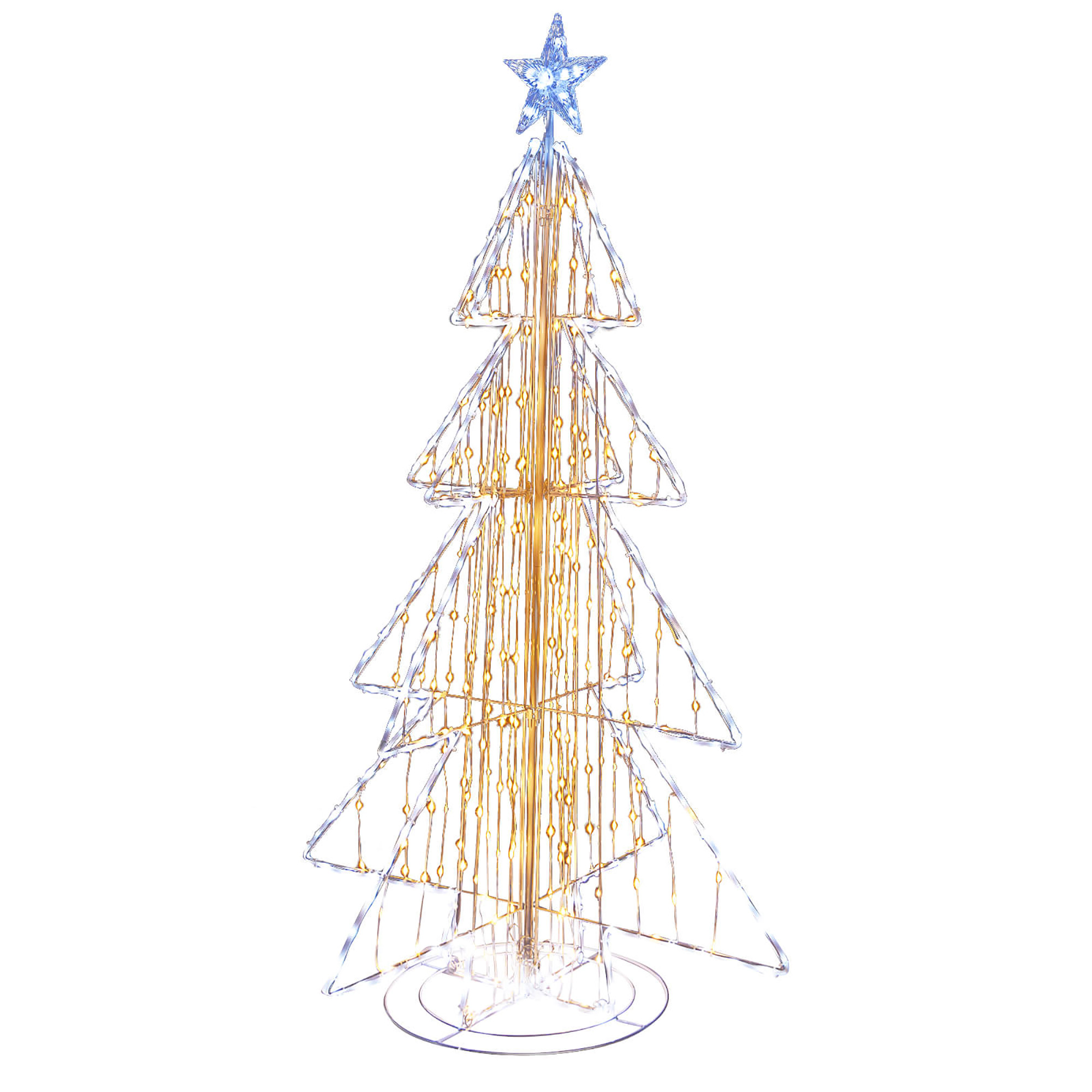 Gymax 5 FT LED Lighted Cone Tree Indoor & Outdoor Xmas Decoration w ...