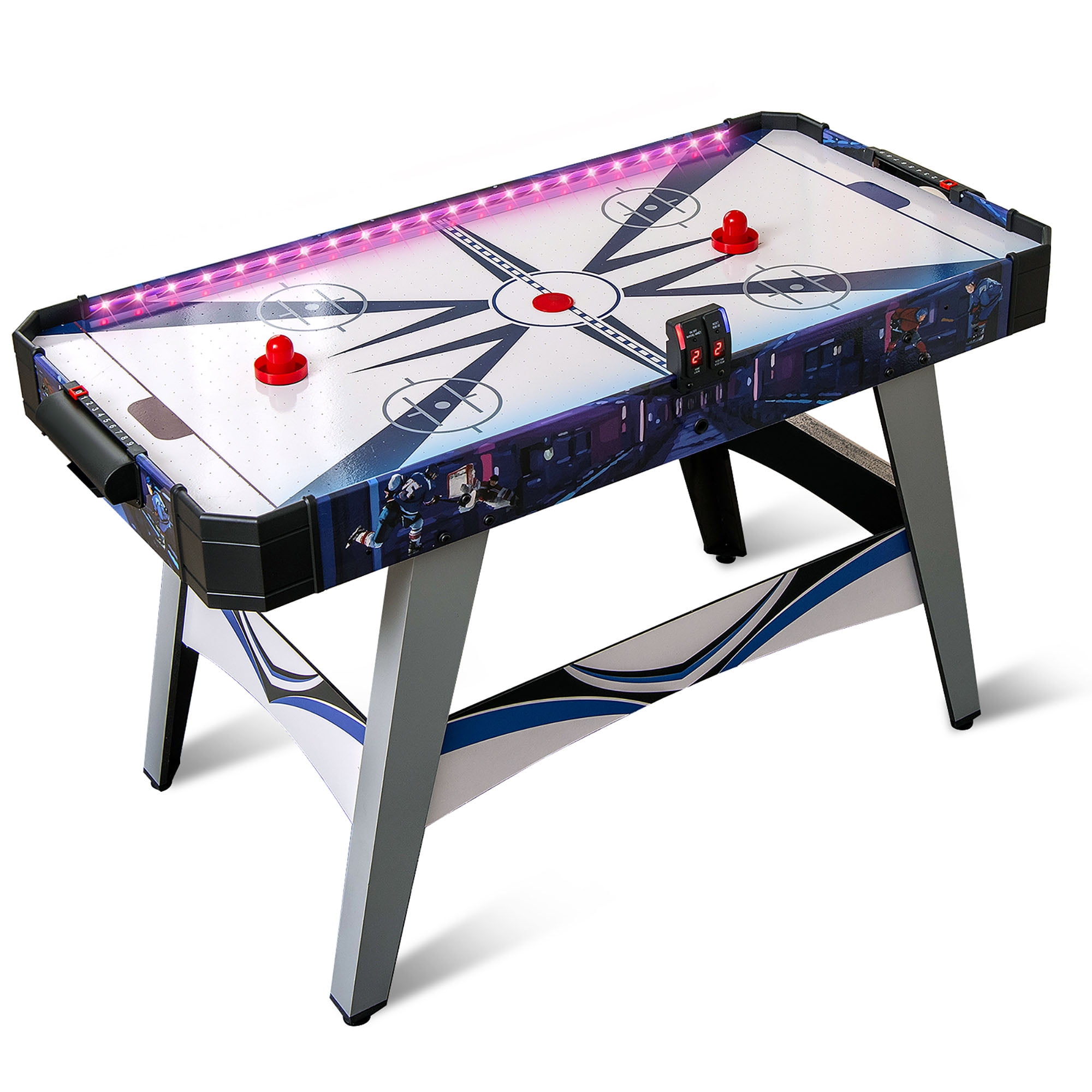 Gymax 54'' Air Hockey Game Table w/2 Pushers Pucks Adjustable Foot Pads ...
