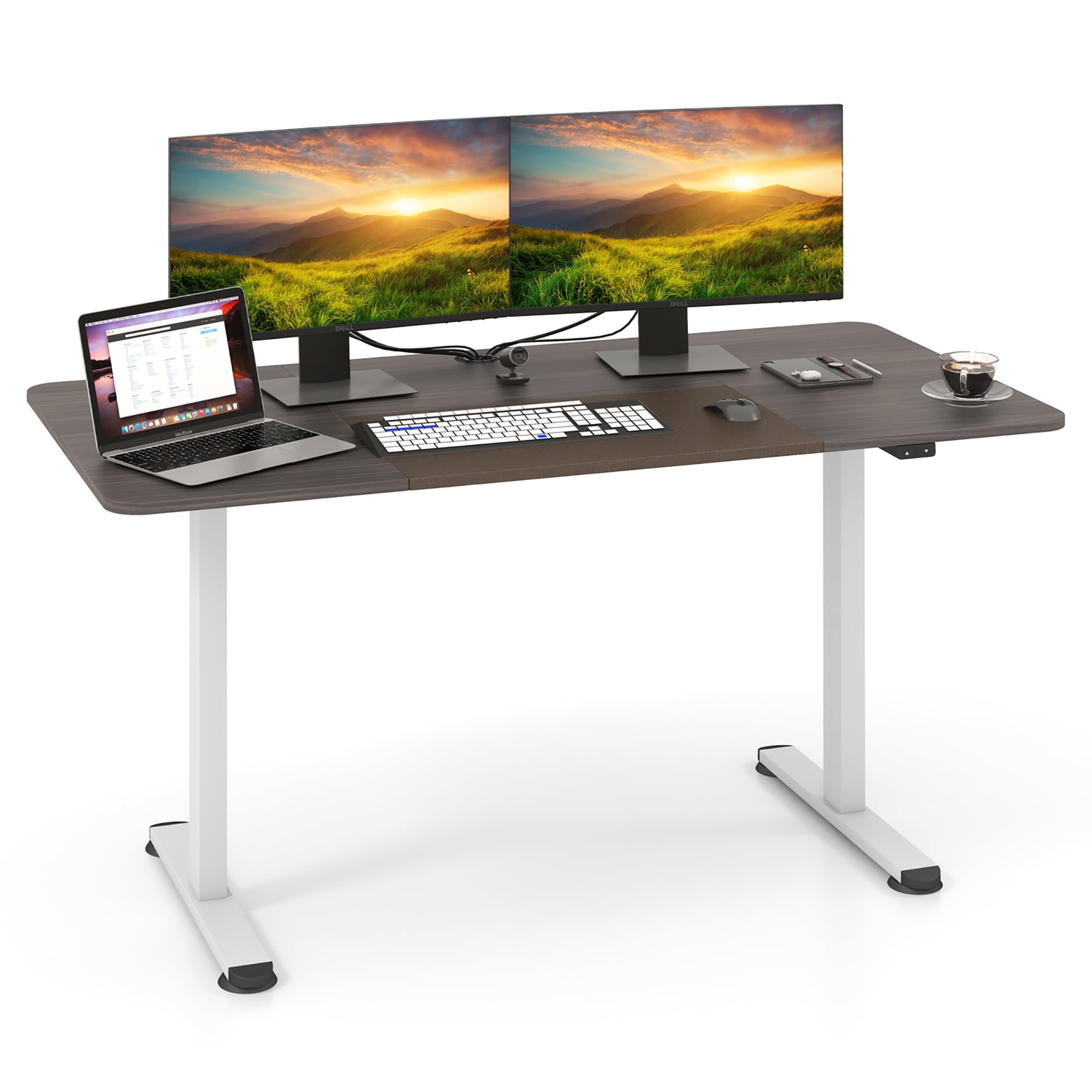 Gymax Electric Standing Desk 55'' Top Lift, Height Adjustable Office ...