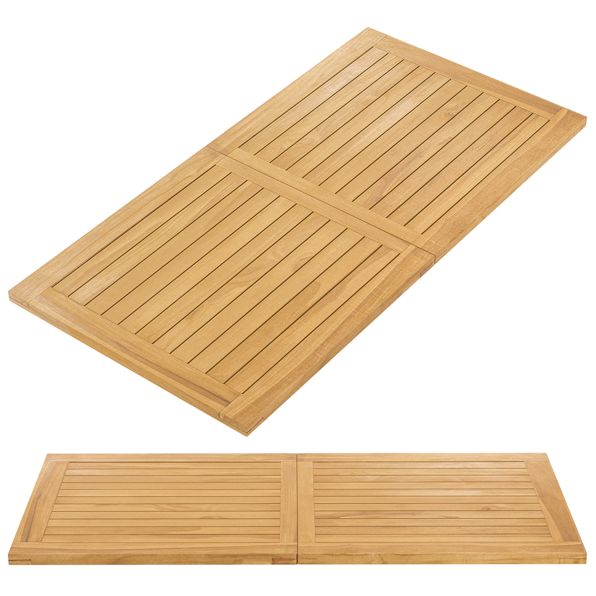 Gymax 55'' x 27.5'' Wooden Tabletop Slatted Table Top Board Split in 2 ...