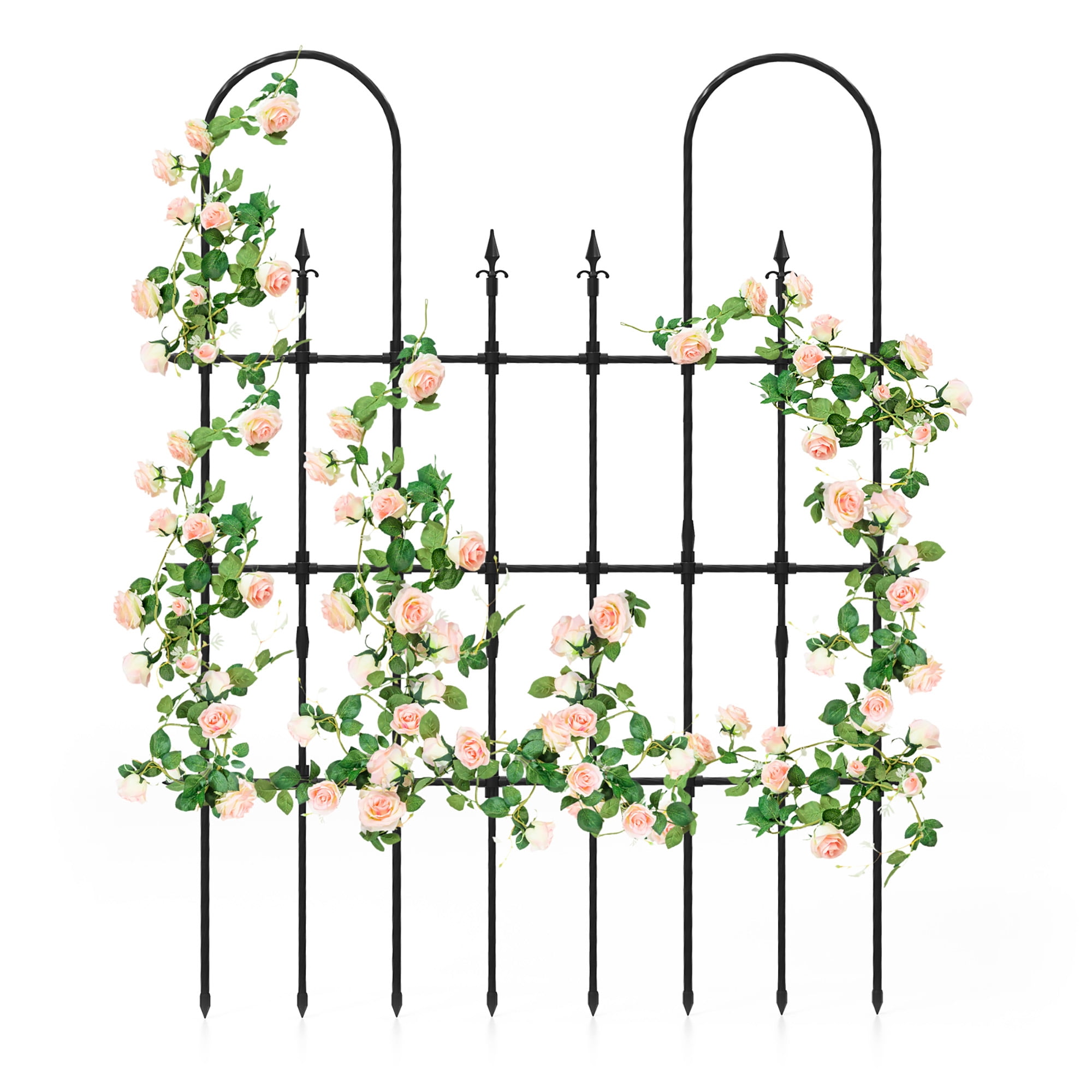 Gymax 58'' x 73'' Garden Trellis for Climbing Plants Rustproof Metal ...