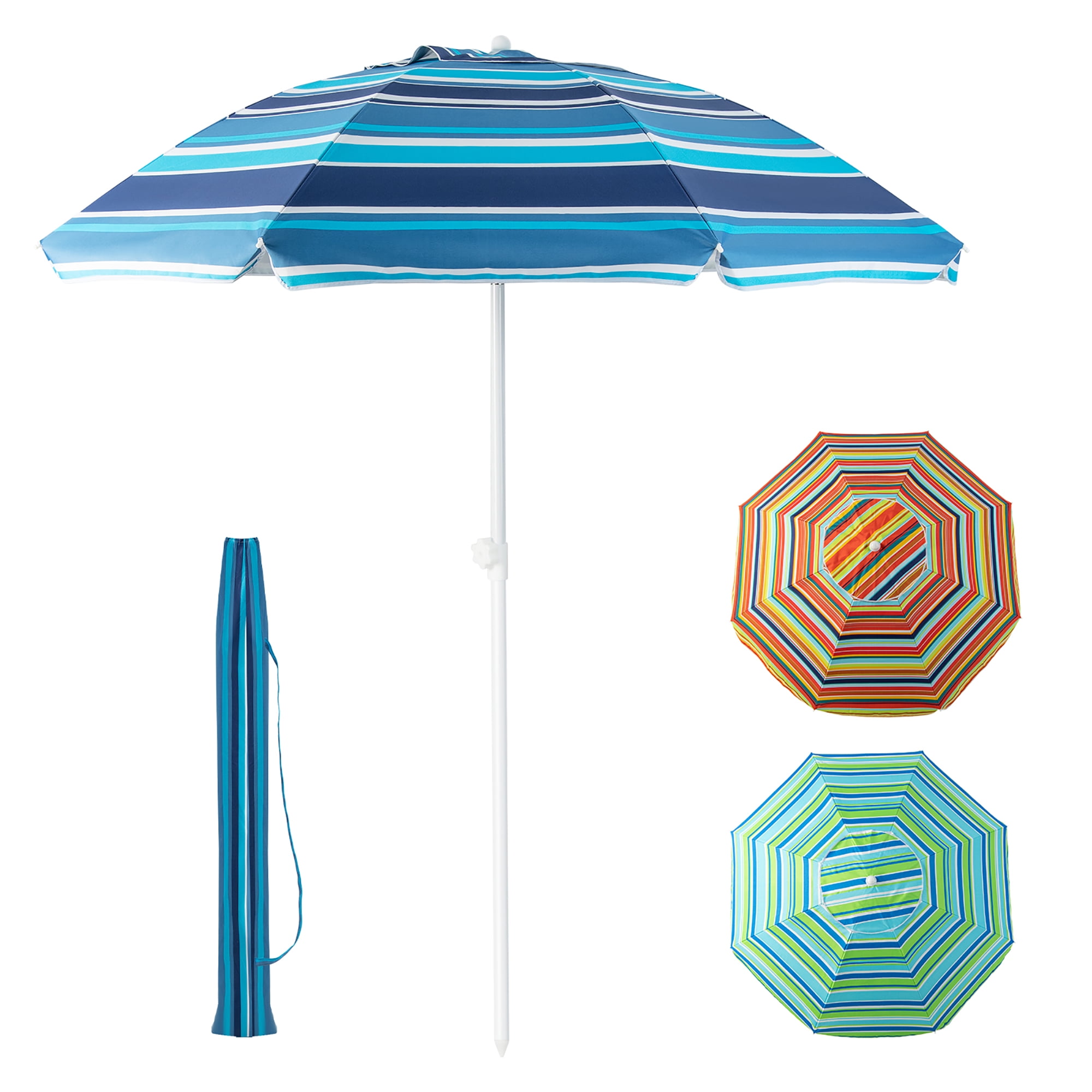 Gymax 6.5 FT Patio Portable Beach Adjustable Umbrella - Walmart.com