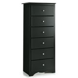 Gymax Wooden 6 Drawer Chest Dresser for Clothes Storage, Bedroom Tall Furniture Cabinet, Black ...