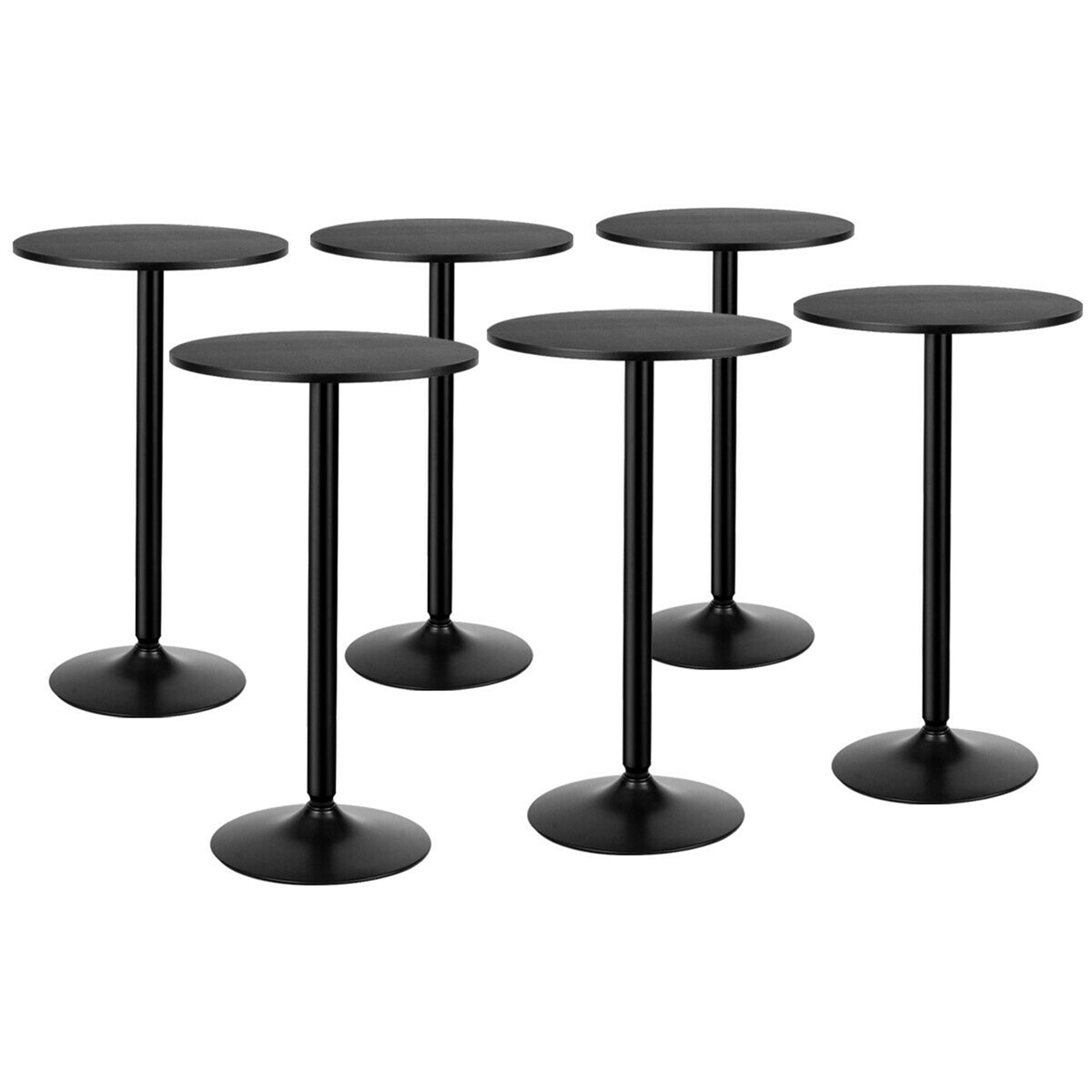Gymax High Metal Height 6 PCS 24'' Round Pub Table, Tall Top Bistro Bar ...